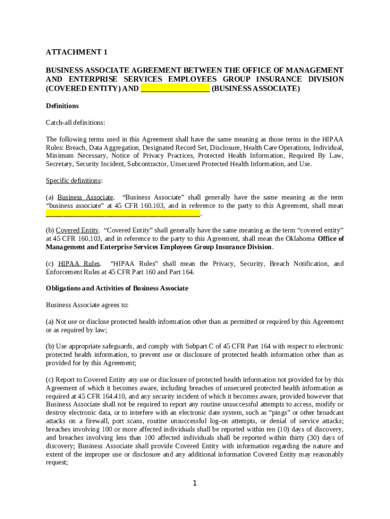 Solicitation 0900000302 Attachment 1. Business associate agreement. Doc ...