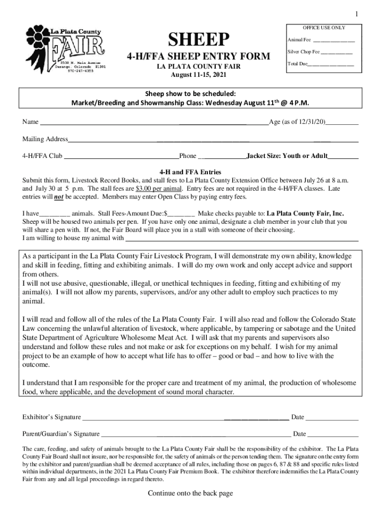 Fillable Online 4-h/ffa sheep entry form Fax Email Print - pdfFiller