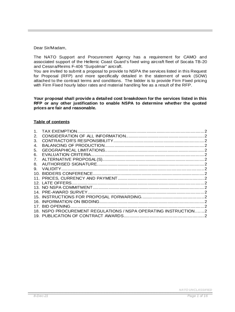 Post de NATO Support and Procurement Agency (NSPA) Doc Template | pdfFiller