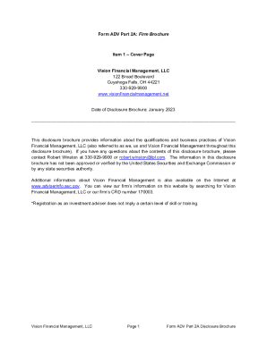 Fillable Online Disclosure Brochure Form ADV Part 2A March 31, 2023 ... Fax Email Print - pdfFiller