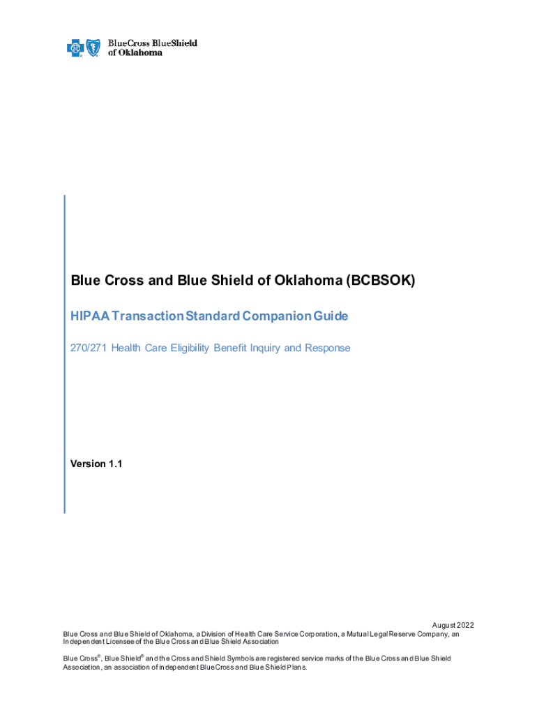 Fillable Online BCBSOK 270/271 Companion Guide. Version 1.1 Fax Email ...