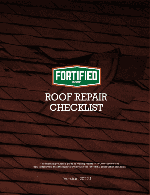 Fillable Online ROOF REPAIR CHECKLIST FORTIFIED Home Fax Email Print ...