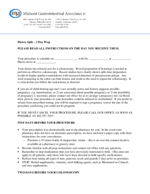 Fillable Online Plenvu Split2 Day Prep PLEASE READ ALL ... Fax Email ...