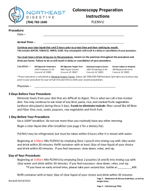 Fillable Online Colonoscopy Plenvu prep Instructions Fax Email Print ...
