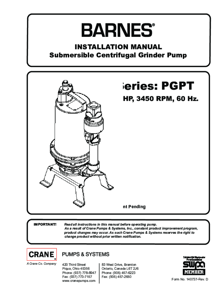 Fillable Online Barnes Grinder Pump Station Specifications Fax Email ...