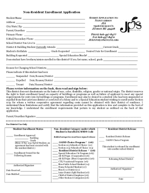 Fillable Online Non-resident Enrollment Application Fax Email Print ...