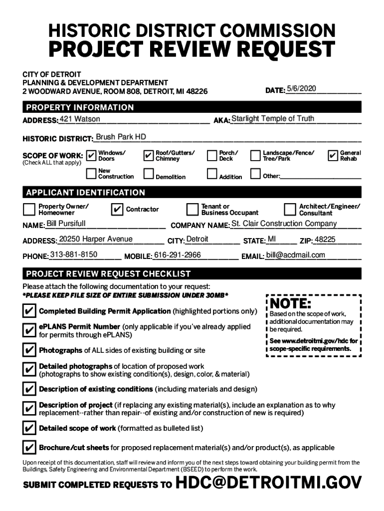 Fillable Online HDC Project Review Request Fax Email Print - pdfFiller