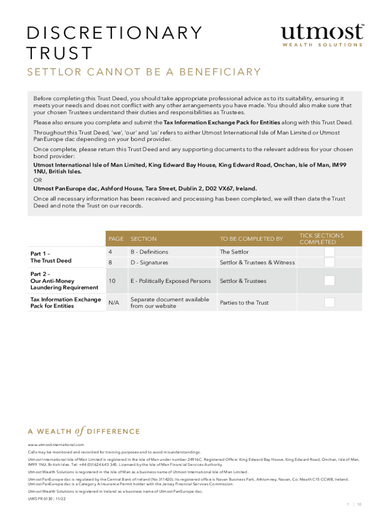 Fillable Online Fixed and Discretionary Trusts Under the Law Fax Email ...