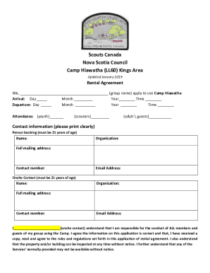 Fillable Online Scouts Canada Nova Scotia Council Camp Hiawatha (LL60) Kings ... Fax Email Print ...