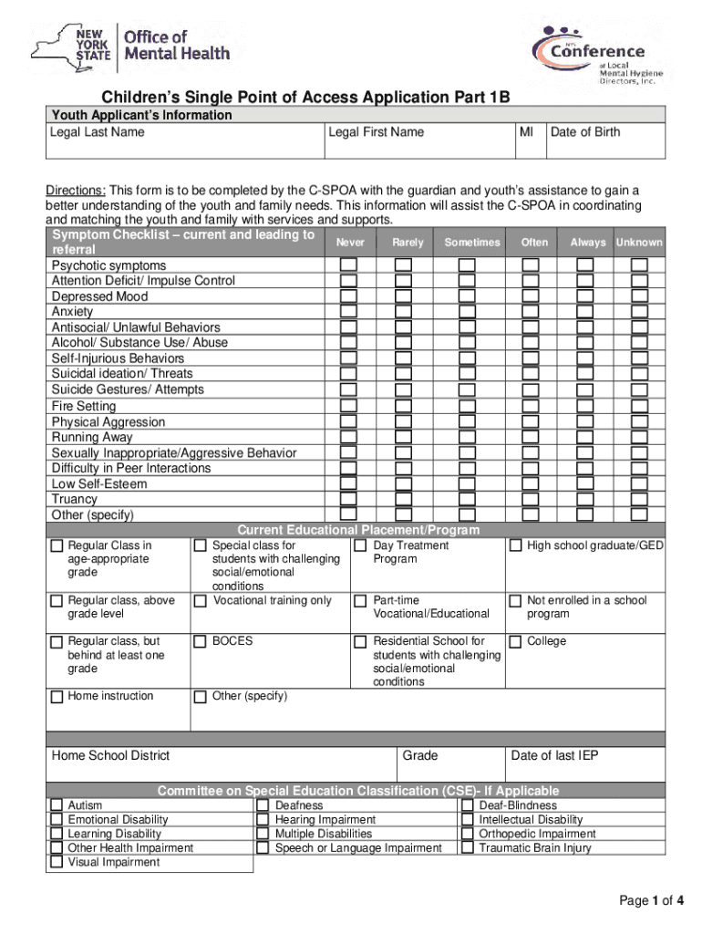 Fillable Online C-SPOA Application Form Part 1B draft 10.20.22 Fax ...