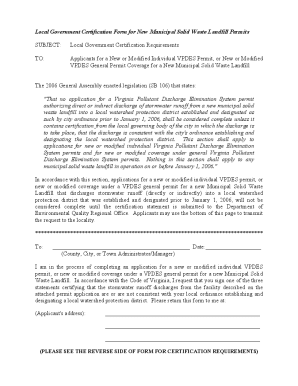 Fillable Online Local Government Certification Form - New VPDES ...