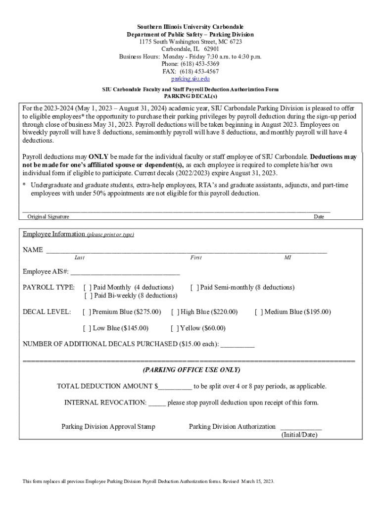 Fillable Online parking siu Parking-Decal-Vehicle-Information-Form.pdf ...