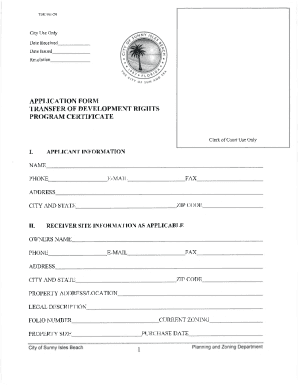 Fillable Online APPLICATION FORM TRANSFER OF DEVELOPMENT RIGHTS PROGRAM ...