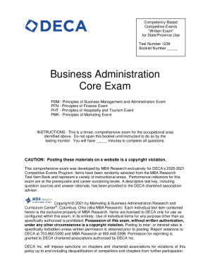 Fillable Online sample exam - business administration core Fax Email ...
