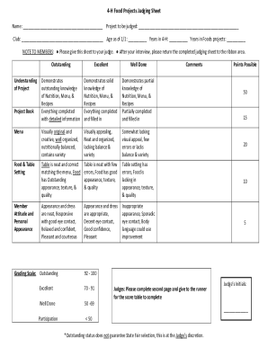 Fillable Online wayne osu 4-h food & nutrition project judging sheet ...