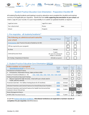 Fillable Online Free fillable Student Practice Education Core ...