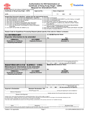 Fillable Online Certificate of Hong Kong Origin (CEPA) and Related ...