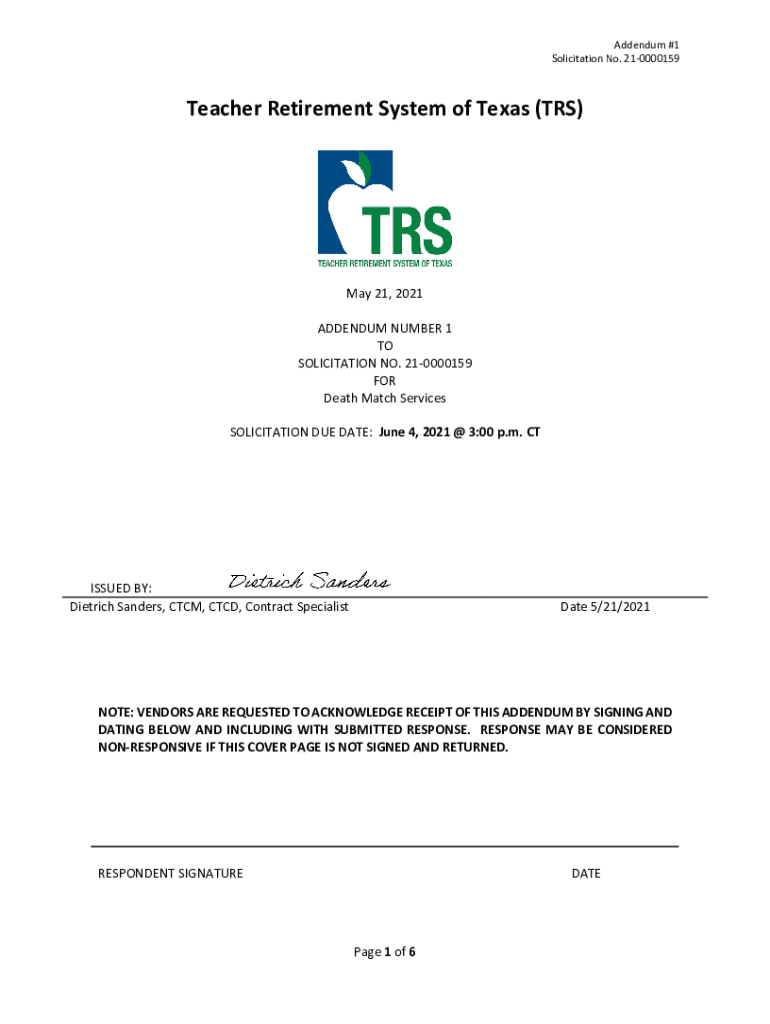 Fillable Online Teacher Retirement System of Texas (TRS) Fax Email ...