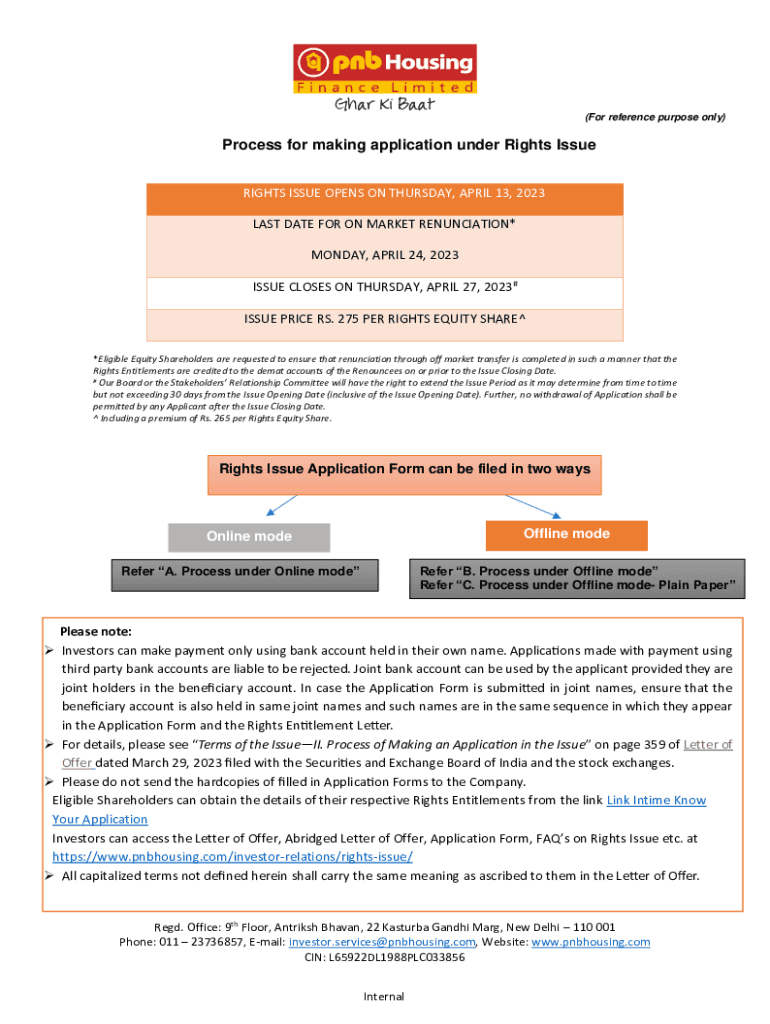 Fillable Online Process for making application under Rights Issue Fax Email Print - pdfFiller