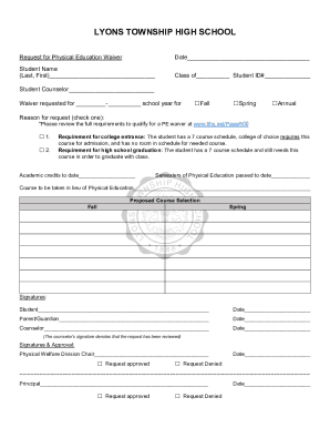 Fillable Online Physical Education / Request form for Jr/Sr Athletic Study Hall Fax Email Print ...
