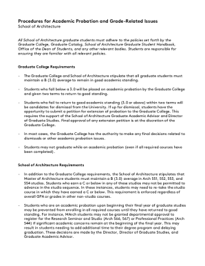 Fillable Online arch uic Procedures for Academic Probation and Grade ...