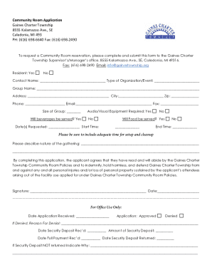 Fillable Online Community Room Application Gaines Charter Township ...