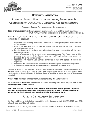 Fillable Online Building Permit, UTILITY INSTALLATION, INSPECTION ...