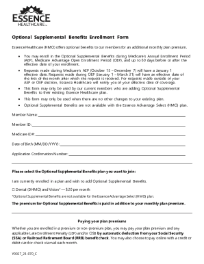 Fillable Online Essence Healthcare - OSB - Optional Supplemental ...