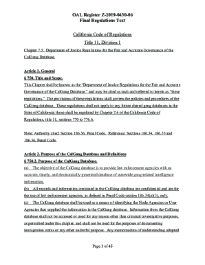 Fillable Online oag ca Chapter 7.5. Department of Justice Regulations ...
