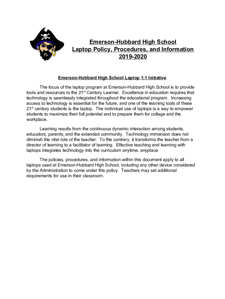 Fillable Online Laptop Policy, Procedures, and Information Belle ...