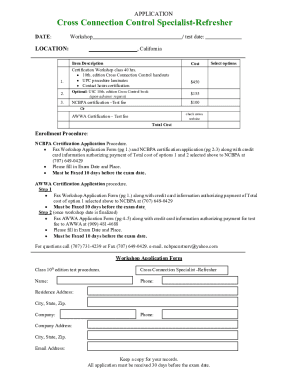 Fillable Online Cross Connection Control Specialist-Refresher Fax Email ...