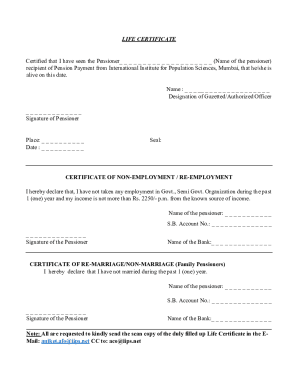 Fillable Online Life Certificate Form 2021 Pdf Download - Fill Online ...