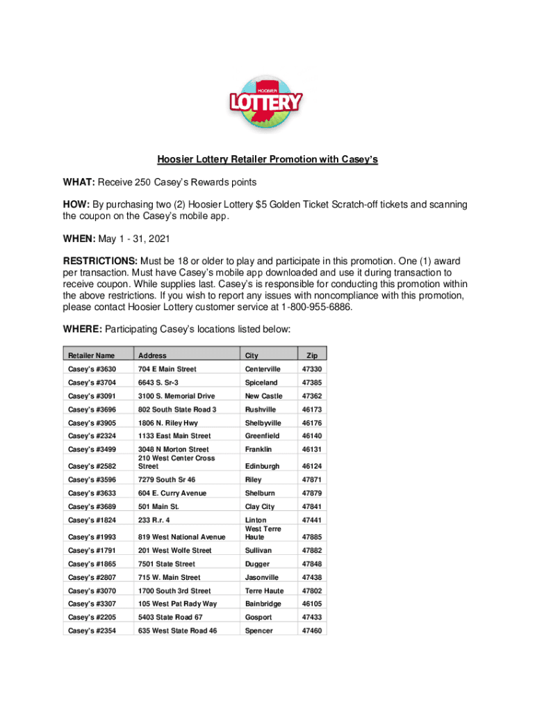 Fillable Online Three locals bought lottery tickets at Casey's. Now ...