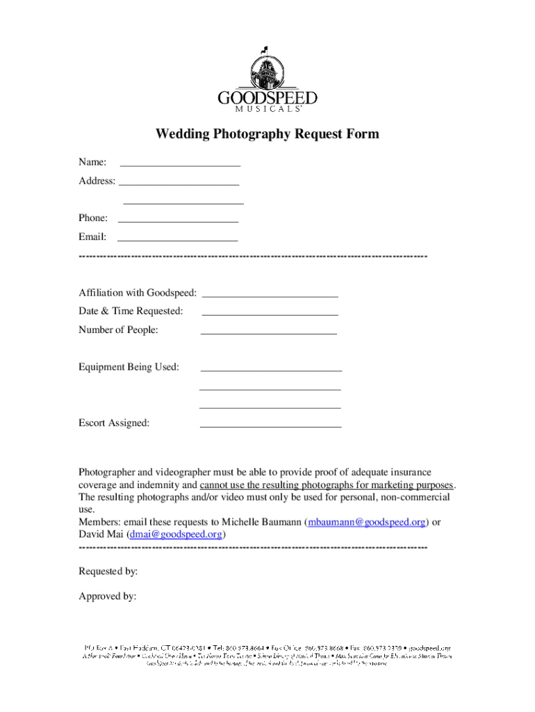 Fillable Online Wedding Photography Request Form Fax Email Print ...