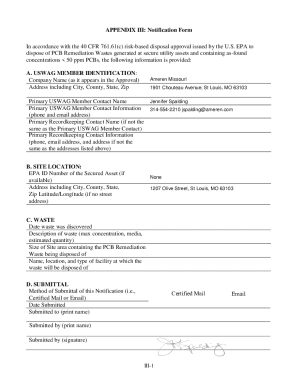 Fillable Online Notification Form In accordance with the 40 CFR 761.61 ...