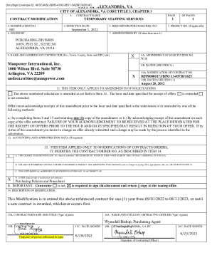 Fillable Online CONTRACT MODIFICATION Fax Email Print - pdfFiller