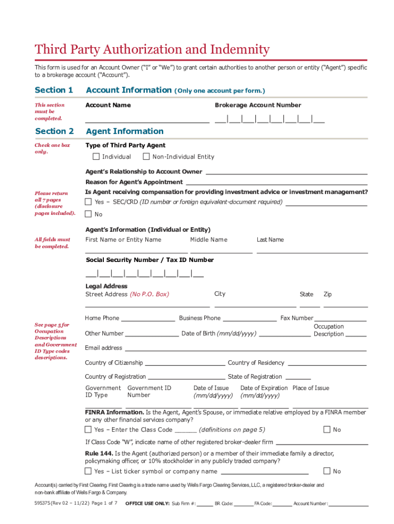 Fillable Online Third Party Authorization and Indemnity - 595375. Third Party Authorization and ...