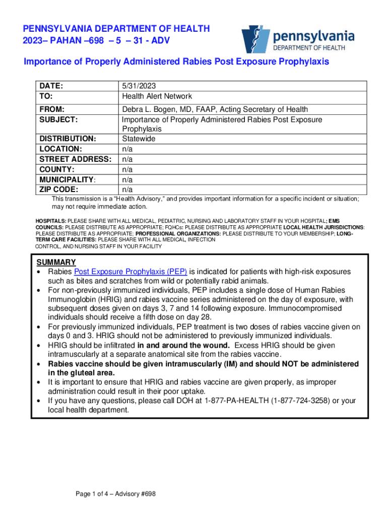 Fillable Online Importance of Properly Administered Rabies Post ...