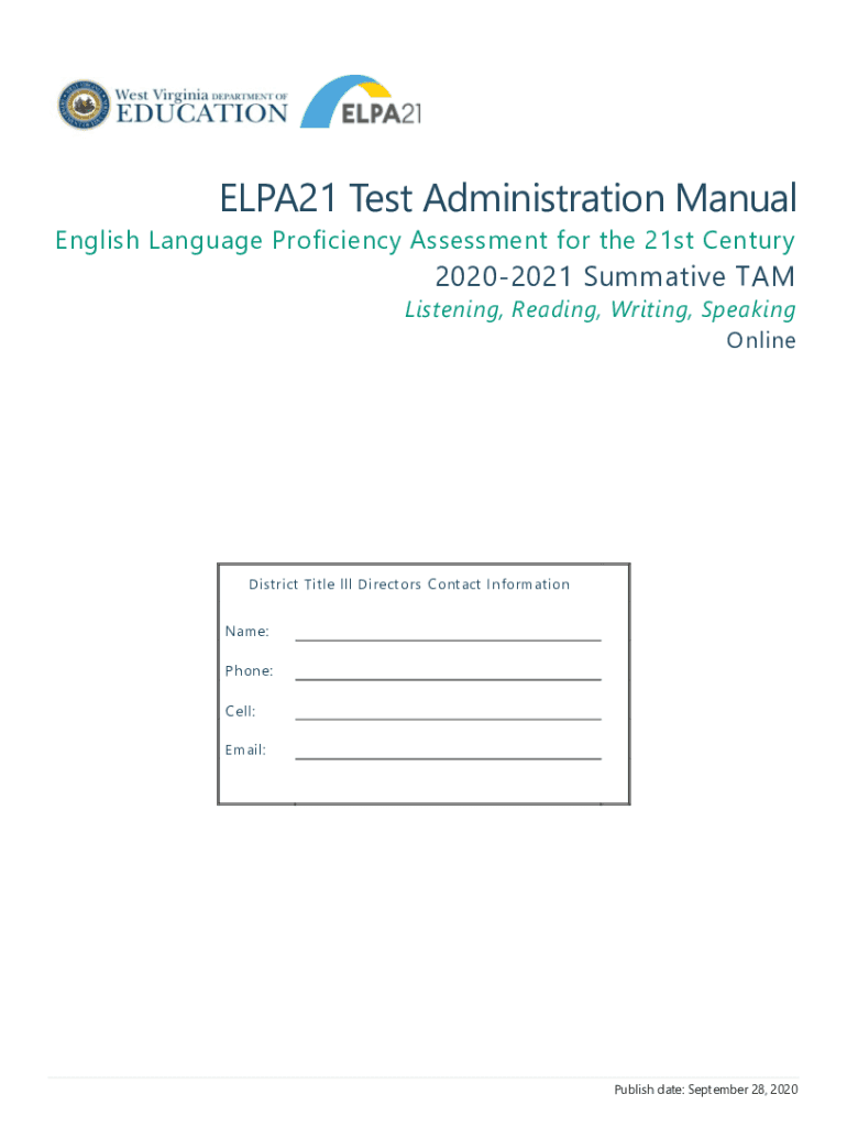Fillable Online English Language Proficiency Assessment for the 21st ...