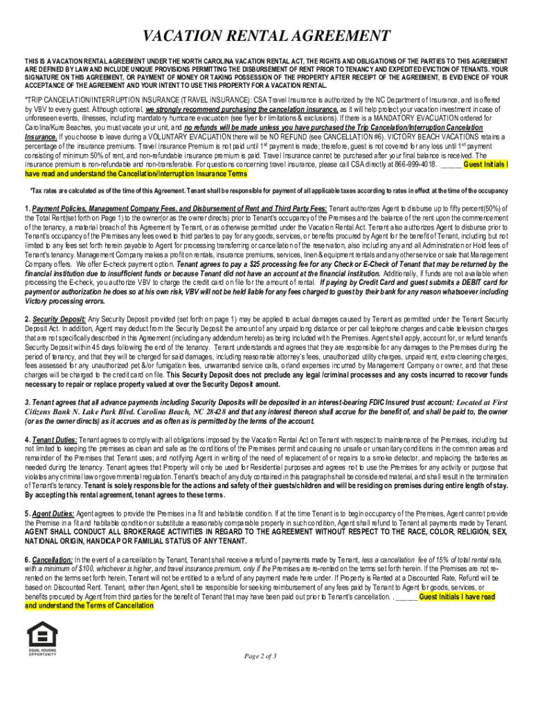 Fillable Online 42A-11. Vacation rental agreements. Fax Email Print ...