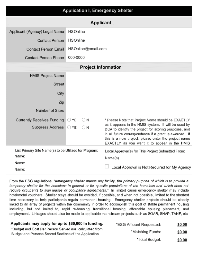 Fillable Online HMIS Project Form Fax Email Print - pdfFiller