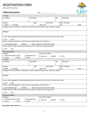 Fillable Online General Information Child's Name: Date of Birth: Grade Level Fax Email Print ...