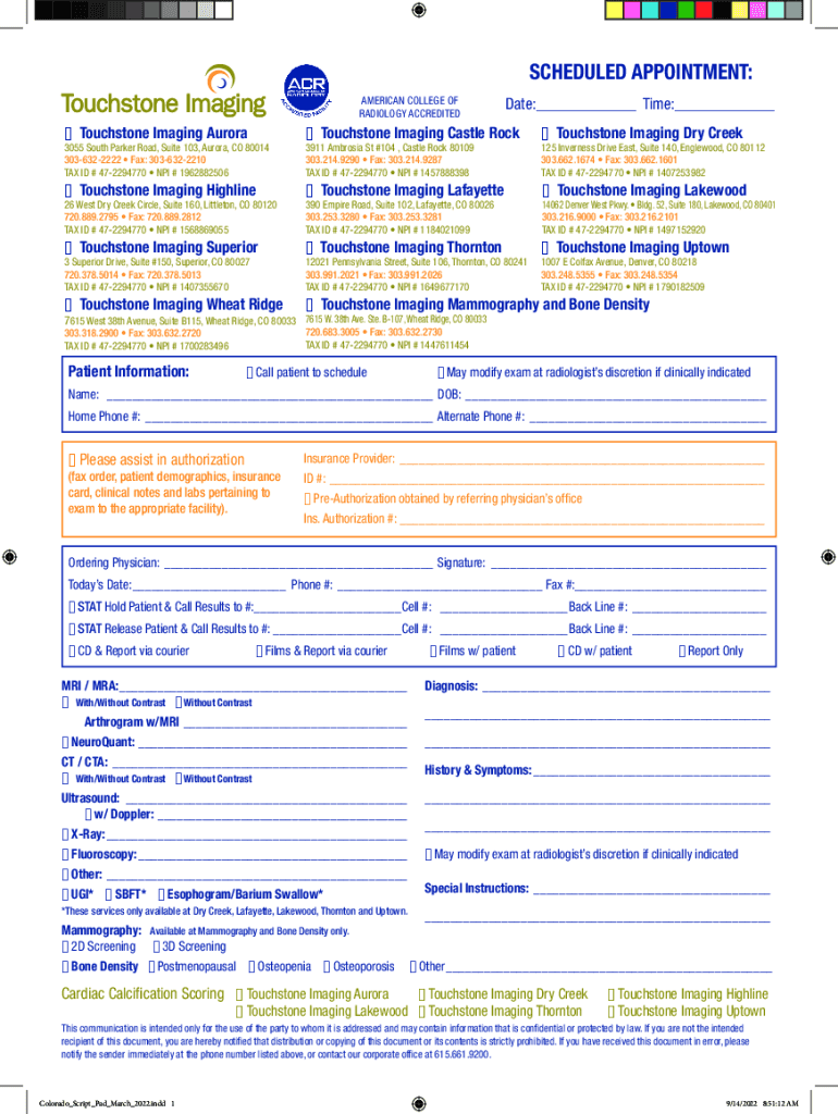 Fillable Online Touchstone Medical ImagingChoose You. See What's Inside ...