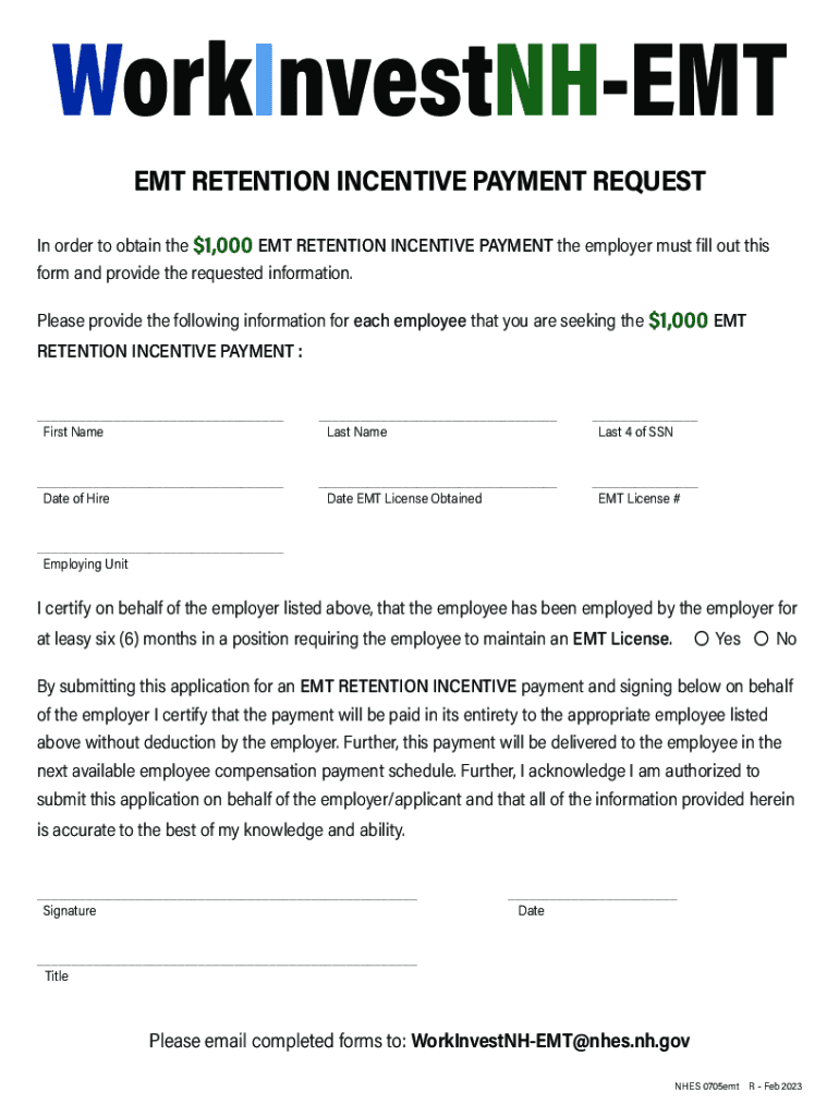 Fillable Online Employee's Service Agreement for Receipt of a Retention ...