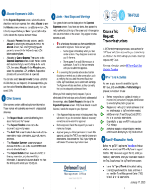 Fillable Online Create a Trip Request: Traveler Instructions TRI-FOLD ...