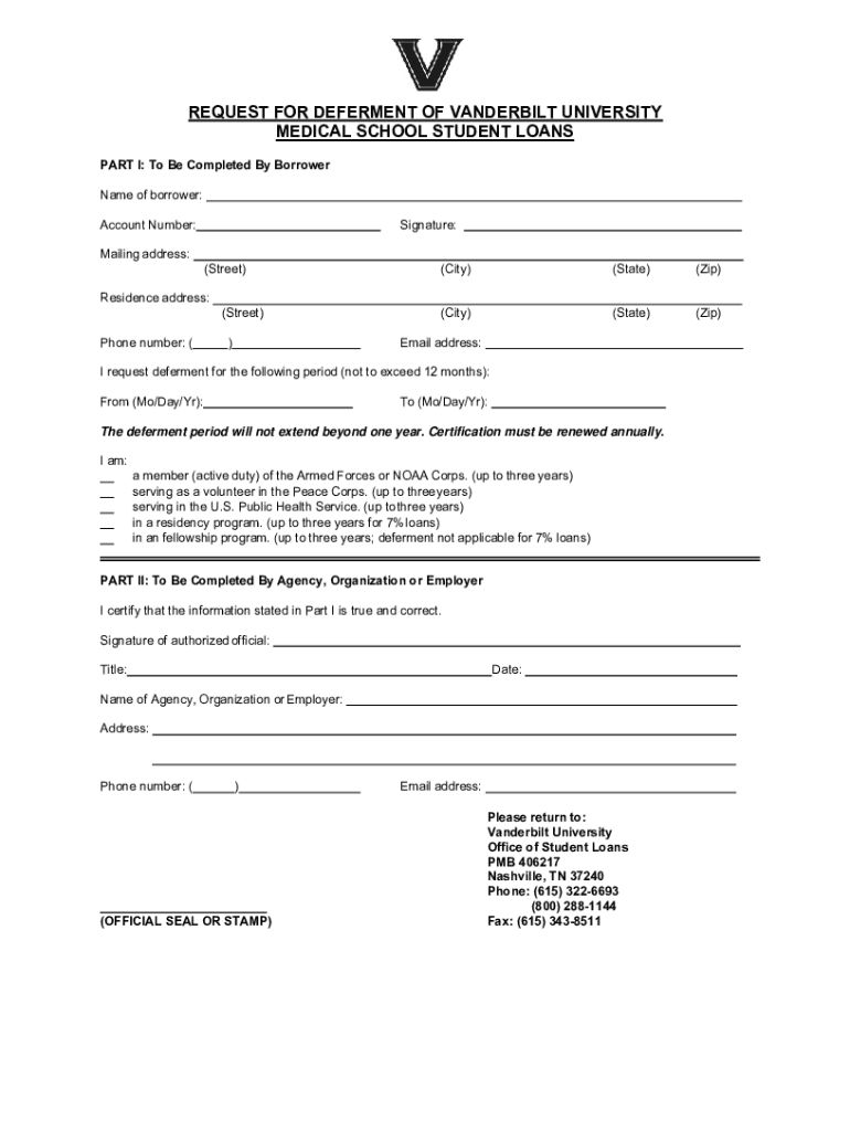 Fillable Online REQUEST FOR STUDENT DEFERMENT OF ... Fax Email Print ...