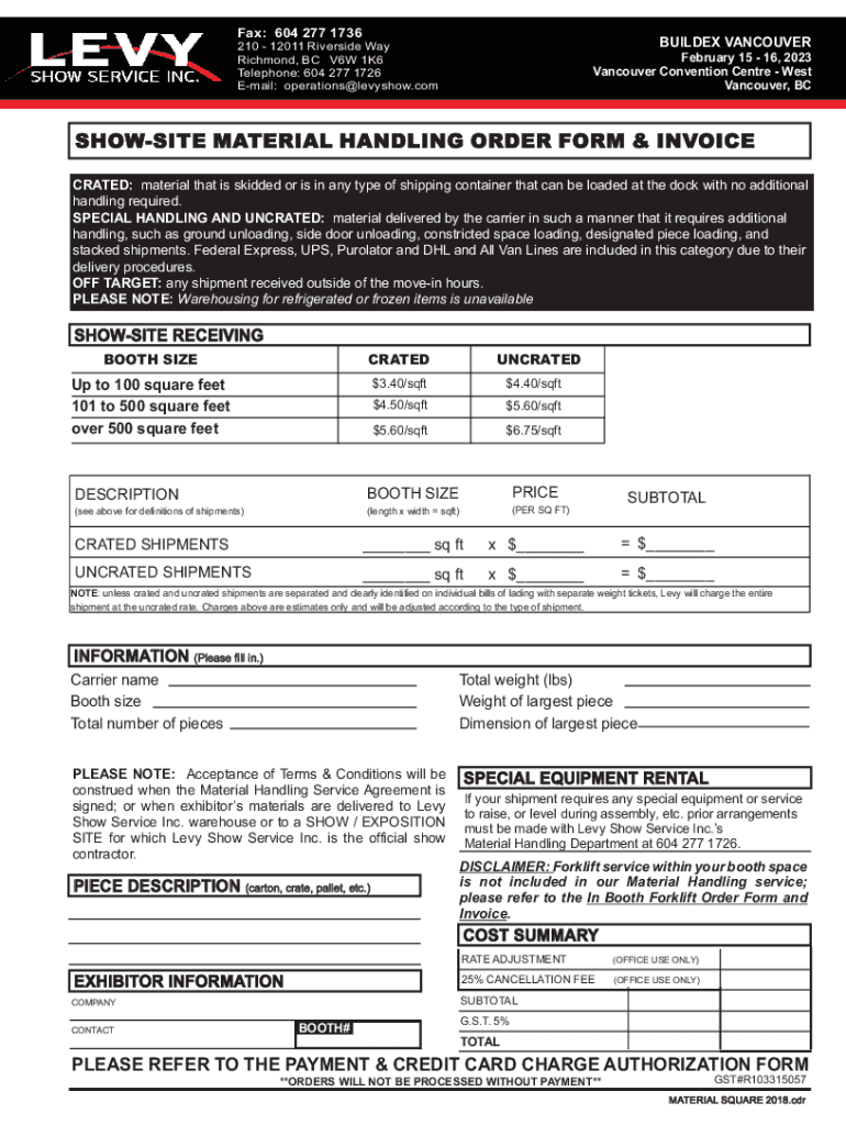 Fillable Online Levy Show Service IncRichmond BC Fax Email Print ...