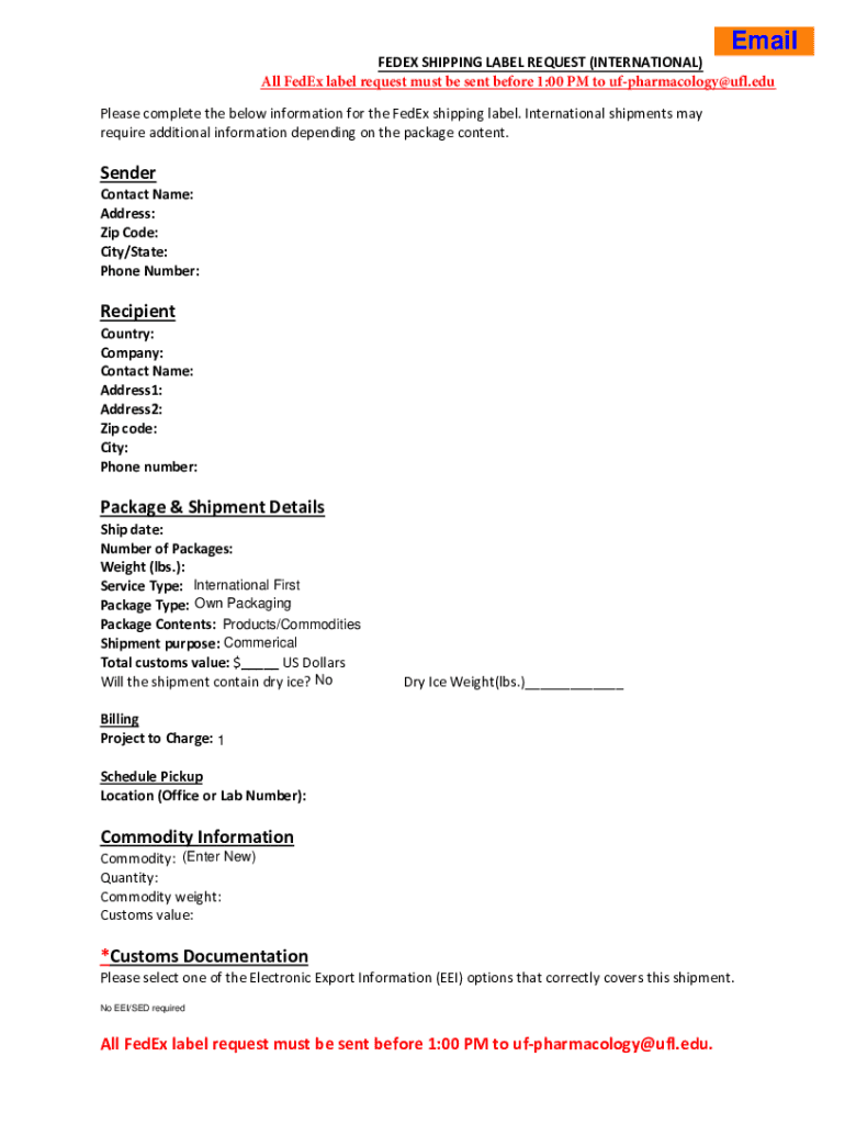 Fillable Online Shipping Request Instructions and Form Fax Email Print ...