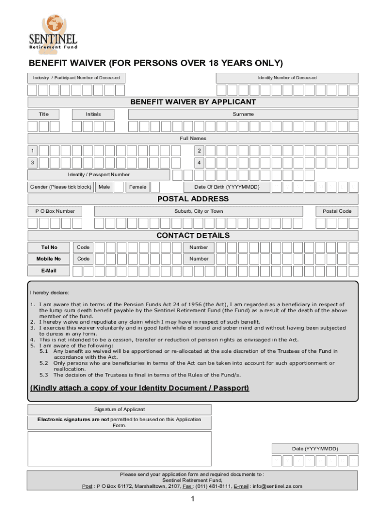 Fillable Online Visio-Benefit Waiver Form.vsd Fax Email Print - pdfFiller