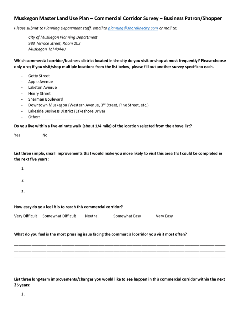Fillable Online Master Plan Feedback Form - City of Muskegon Fax Email Print - pdfFiller